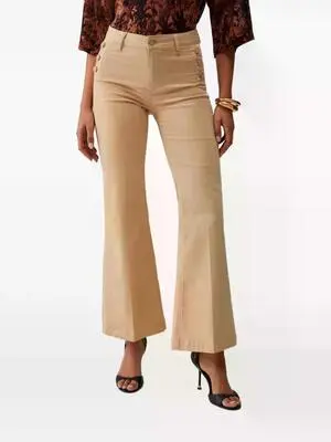 Liu Jo Logo Button Flared Jeans - Neutrals