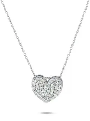 LB EXCLUSIVE 18k White Gold Diamond Heart Pendant Necklace - Silver