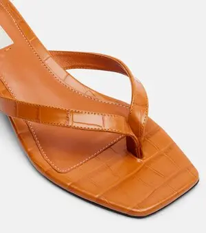 TOTEME Croc-effect Leather Thong Sandals - Orange