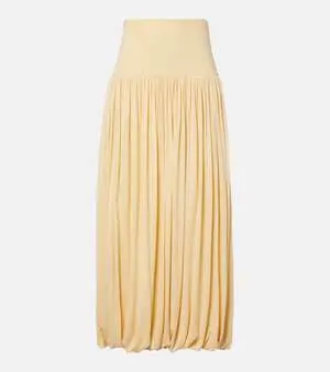 TOTEME Gathered Jersey Midi Skirt - Yellow