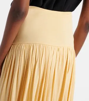 TOTEME Gathered Jersey Midi Skirt - Yellow