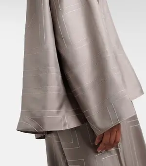 TOTEME Logo Silk Twill Pajama Shirt - Grey