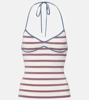 Faithfull The Brand Citara Striped Halterneck Cotton-blend Top - Multicoloured