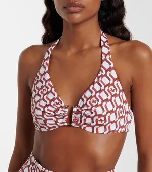 Max Mara Printed Halterneck Bikini Top