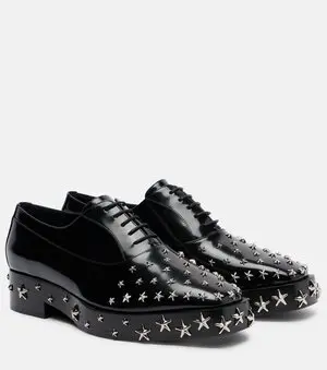 Noir Kei Ninomiya X Jimmy Choo Embellished Leather Oxford Shoes - Black