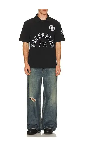 BADFRIEND Best Out Embroidered Knit Polo In . Also - Black