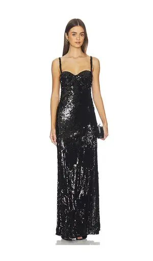 L'Agence Sayla Sequinned Maxi Dress - Black