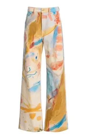Ulla Johnson Willow Printed Wide-leg Cotton Jeans - Multi