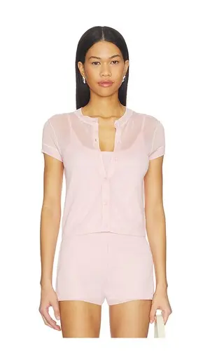 Central Park West Serena Sheer Cardigan With Cami Top - Pink