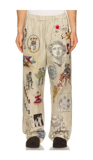 SAMUEL ZELIG Samuel Zelig Northfield Embroidered Twill Pants Beige