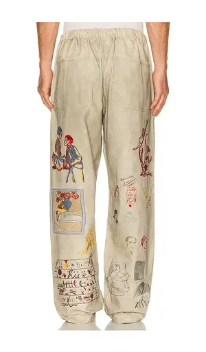 SAMUEL ZELIG Northfield Embroidered Twill Pants - Beige