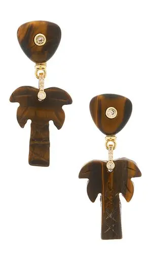 Dannijo Jettie Palm Tree Drop Earrings With Crystal Embellishments - Brown