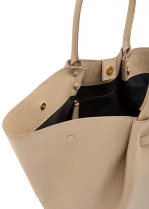 DEMELLIER Grained Leather Tote Bag With Belted Detail - Taupe