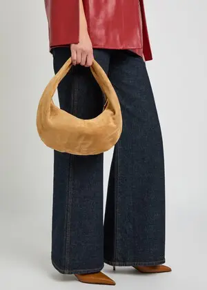 Khaite Olivia Suede Top Handle Bag - Camel