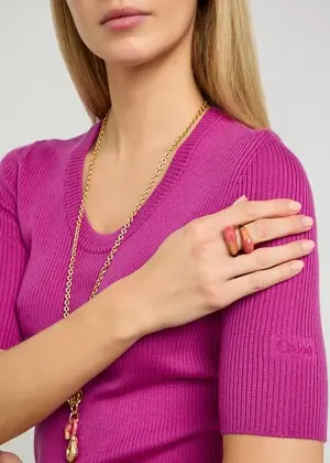 Chloé Enamelled Flamingo Ring - Pink