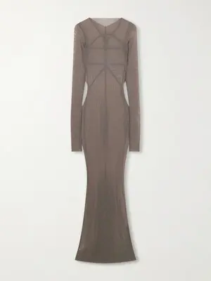 Rick Owens Temple Stretch Tulle Gown - Gray