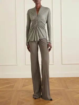 Rick Owens Bias Silk-crepe Wide-leg Pants - Gray
