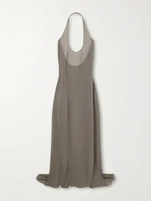 Rick Owens Halter Silk Georgette Gown - Gray