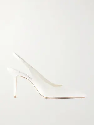 JIMMY CHOO Love 85 Satin Slingback Pumps - Neutrals