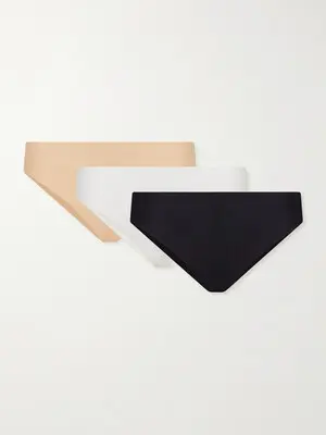 Commando Three-pack Cotton-blend Briefs - Multi