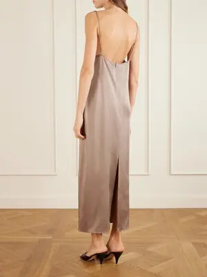 Stella McCartney Lace-trimmed Satin Midi Dress