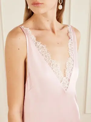 Stella McCartney Lace-trimmed Satin Midi Dress - Pink