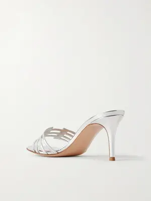 GIANVITO ROSSI 70mm Metallic Leather Mules - Silver