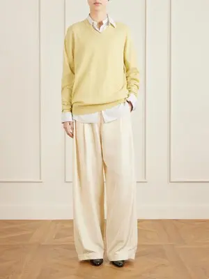 THE ROW Kolina Wide-leg Pleated Silk-faille Trousers - Yellow