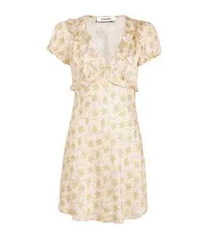 Sandro Floral Print Ruffle Detail Mini Dress - Pink