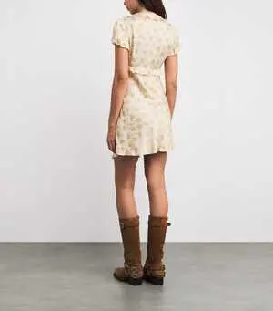 Sandro Floral Print Ruffle Detail Mini Dress - Pink
