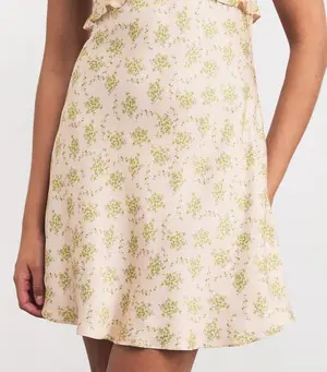 Sandro Floral Print Ruffle Detail Mini Dress - Pink