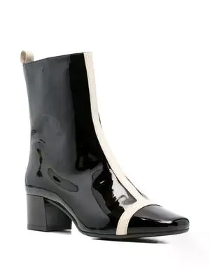 CARREL Patent Leather Block Heel Boots - Black