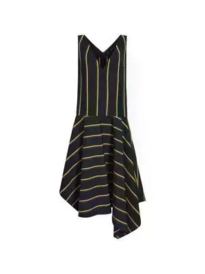 Proenza Schouler Beatriz V-neck Striped Midi Dress - Black