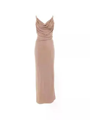 ELEH Sleeveless Draped Maxi Dress - Brown