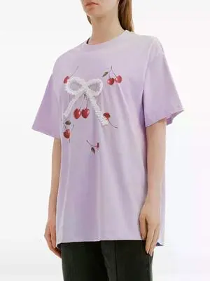 B+AB Cherry Print T-shirt With Bow Detail