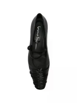 LORENA PAGGI Ruched Strap Leather Pumps