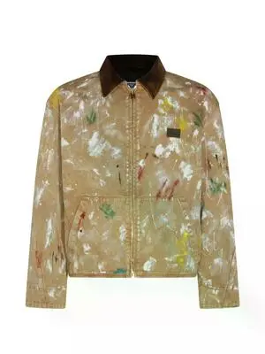 Moschino Paint-splash Corduroy Collar Jacket - Neutrals