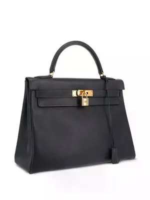 Hermès 1997 Gilt Leather Handbag - Blue
