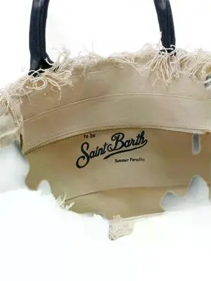 MC2 SAINT BARTH Fringed Logo-print Canvas Tote Bag - Neutrals
