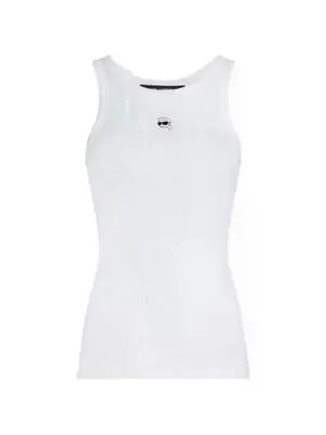 Karl Lagerfeld Ikon Ribbed Tank Top - White
