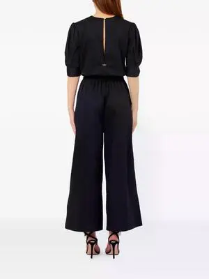 Liu Jo Poplin Jumpsuit With Puff Sleeves And V-neck