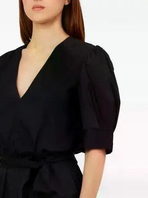 Liu Jo Poplin Jumpsuit With Puff Sleeves And V-neck