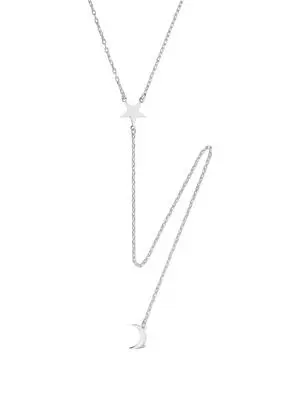 OBSIDIAN Star And Moon Pendant Necklace - Silver