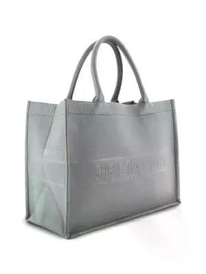 Dior Embossed Leather Medium Tote Bag - Grey