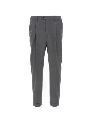 DEVORE INCIPIT Pleated Cuffed Wool Trousers - Grey