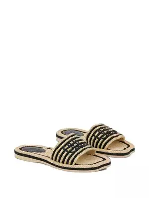 Chloé Striped Logo-embroidered Sandals - Black