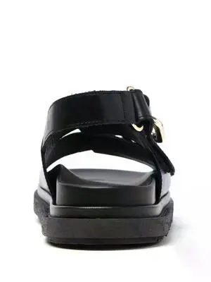 ALOHAS Harper Leather Flat Sandals - Black