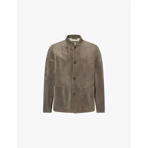 Dunhill Suede Stand-collar Patch-pocket Jacket