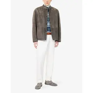 Dunhill Suede Stand-collar Patch-pocket Jacket