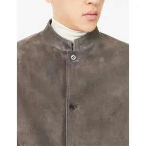 Dunhill Suede Stand-collar Patch-pocket Jacket